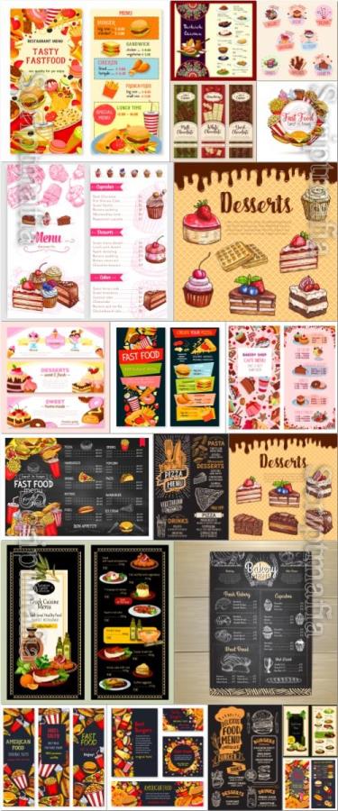 Menu food template set, logos, labels, elements in vector » SCRiPTMAFiA.ORG | Download Full ...